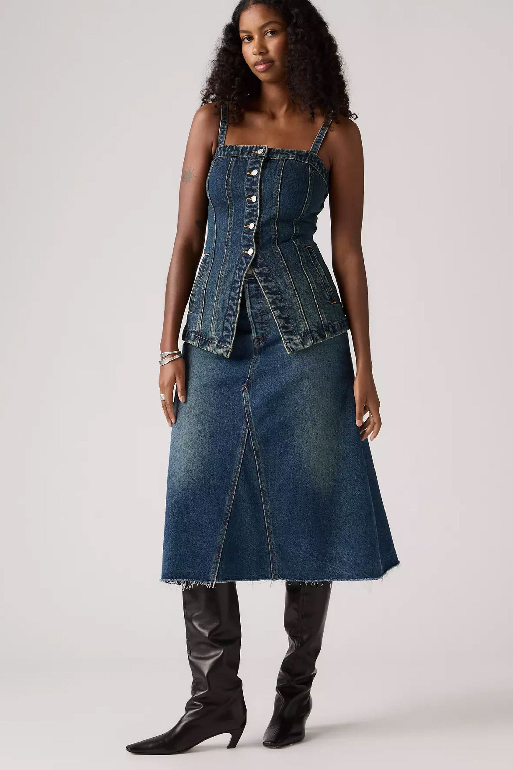 LEVIS HIGH RISE A LINE DECON SKIRT HINGED HEART | Shop at PUKAS SURF SHOP